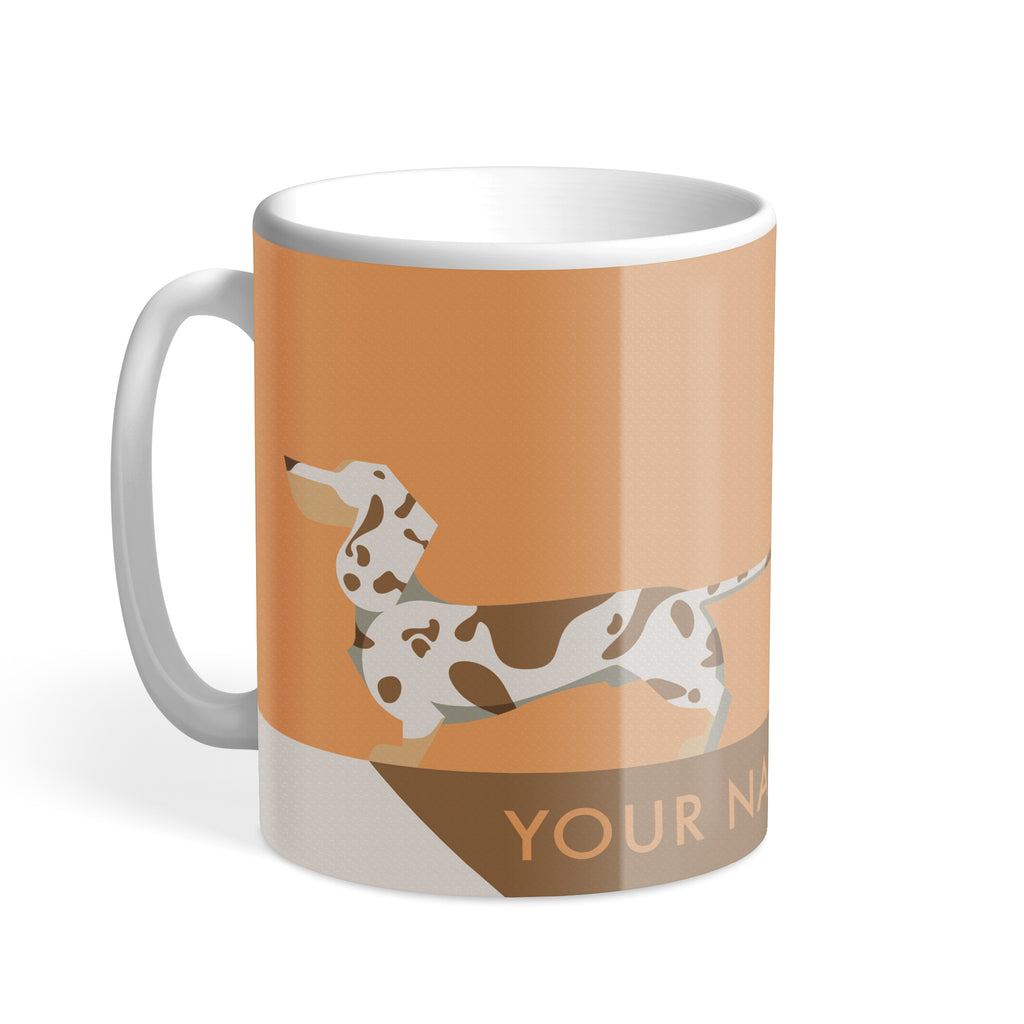 Chocolate Dapple Dachshund Chroma Personalised Hound & Herringbone Mug